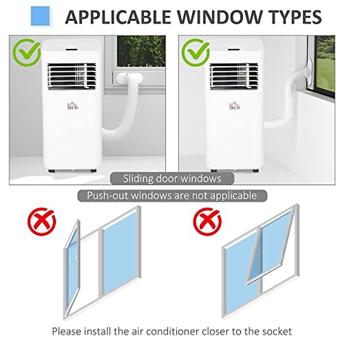 HOMCOM 10000 BTU Mobile Portable Air Conditioner for Cooling, Dehumidifier, and Ventilating with Remote Control, for Home Office, White