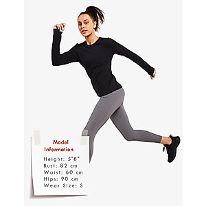 BALEAF Women's Athletic Long Sleeve Workout Shirts Loose Active Tops Running Gym Exercise T-Shirts Thumb Hole Black M