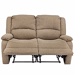 RecPro Charles 58" Double Recliner RV Sofa | Zero Wall Loveseat for Camper | Wall Hugger Couch | Fifth Wheel Theater Seating | Replacement RV Furniture | Oatmeal Cloth