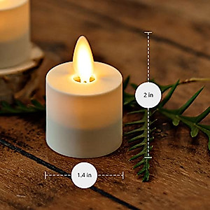 Luminara Moving Flame LED Flameless Tealight (1.4" x 2") Remote Ready Battery Operated Plastic LED Flameless Tea Light - Smooth Matte - Pearl Ivory (4-Pack)
