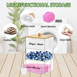 GYSYELL Dryer Sheet Holder,Acrylic Dryer Sheet Holder Container with Bamboo Lid for Laundry Room Decor Organization and Storage,Clean Dryer Sheet Dispenser,Laundry Dryer Sheet Holder With Lid