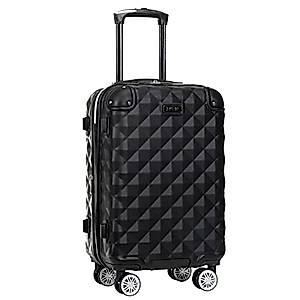 Kenneth Cole Reaction Diamond Tower Luggage Lightweight Hardside Expandable 8-Wheel Spinner Travel Suitcase, Black, 20-Inch Carry On