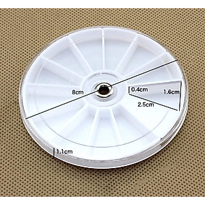 AKOAK Plastic Storage Box, 12 Compartment Bead Tissue Display Container, Rotating Jewelry, Cosmetics, Nail Art Storage Box, Pack of 1