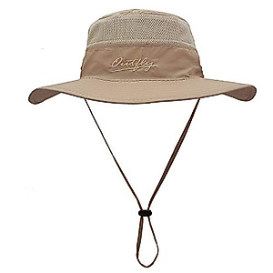 Wide Brim Sun Hat for Women and Men Summer Bucket Hats with UV Protection UPF 50+ for Fishing Hiking Beach Hats Kahki