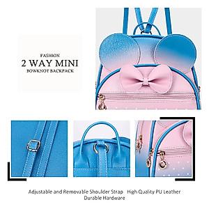 KL928 Girls Mini Backpack Bowknot Polka Dot Cute Daypacks Convertible Shoulder Bag Purse for Women