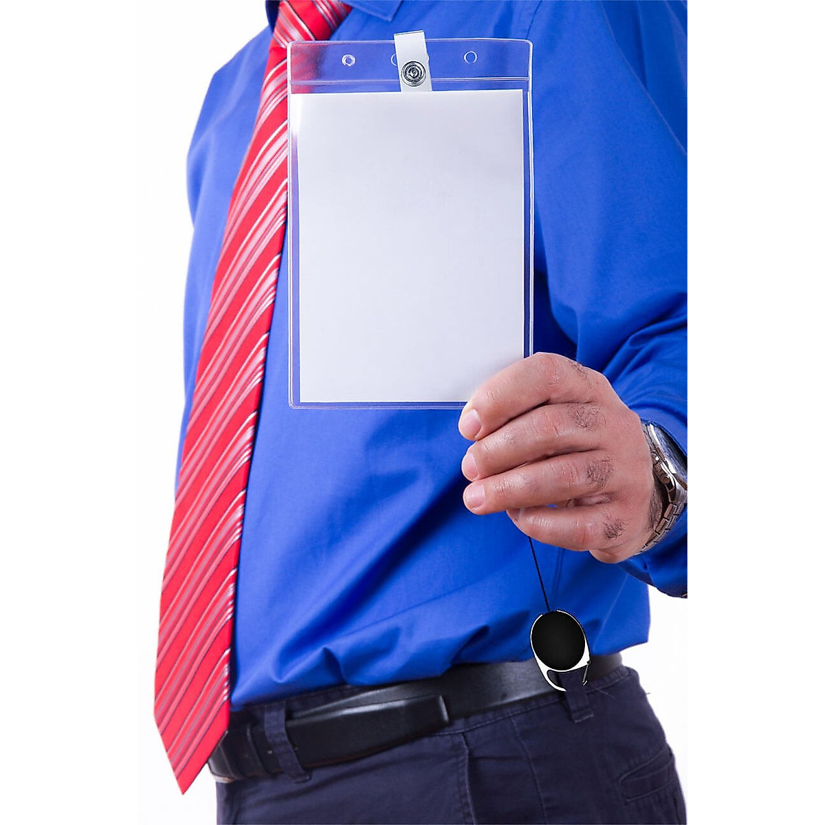 Selizo 10pcs Retractable Badge Holders Retractable ID Badge Clips Badge Reels Retractable with Carabiner Reel Clip