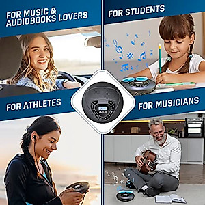 KLIM Speaker + Portable CD Player with Speakers + New 2022 + Walkman + Rechargeable Battery + Portable CD Player with Headphones + CD Player Portable + SD/TF Card + AUX + Ideal Car CD Player