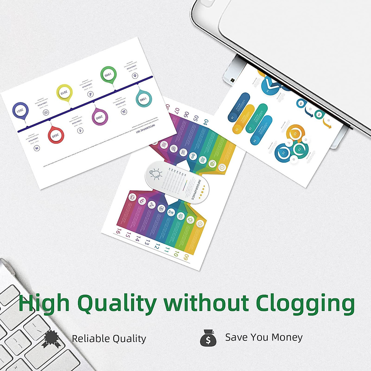 64XL Ink Cartridge Black Color Replacement for HP Ink 64 XL for Envy Photo 7858 7855 7155 6252 7120 7158 7164 Tango X Printer(1 Black, 1 Tri-Color)