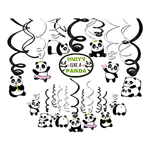 30Ct Panda Hanging Swirl Decorations Panda Ceiling Hanging Swirl Decorations for Girls Boys Kids Home,Classroom Baby Showers Birthday Party Supplies Panda Bear Party Supplies