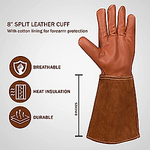 KBar7 Welding Gloves 1 Pair Heat Resistant for Forging, Stick, Mig Tig Womens and Mens XS, Small, Medium,Large,XL, XXL (Xs, Brown)
