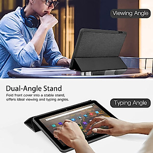 Case for All-New Kindle Fire HD 10 and Fire HD 10 Plus Tablet (Only Compatible with 11th Generation 2021 Release) Ultra Lightweight Slim Shell Stand Cover with Auto Wake/Sleep Two Stand Modes(Black)