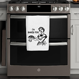WCGXKO Baking Gift I’m Baked Too Cute Housewarming Gift Novelty Dish Towel Kitchen Decor for Mom Sister Friend (I’m Baked Too Towel)