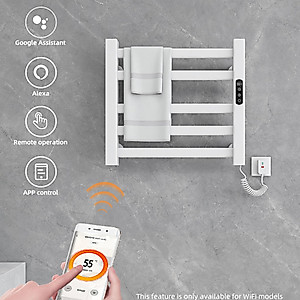 Intelligent Towels Dryer, Wall Mounted Electric Towel Heater with 5 Heating Rods, Timing, Voice Control, Aluminum, Leakage Protection, for Bathroom, Kitchen, Save Space(Color:B)