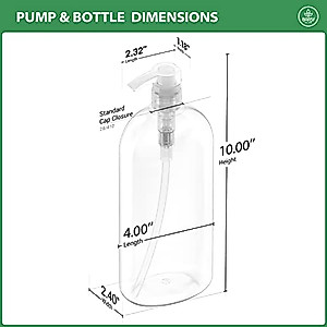 Bar5F Empty Shampoo Bottles with Pumps Dispenser 32 oz (1 Liter) Leak-Proof Large Empty Refillable BPA-Free 2-Pack
