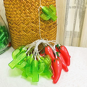 Tropical Themed String Lights Chili Pepper Cactus LED String Lights Battery Powered for Desert Texas Cowboy Wreath Bedroom Wedding Home Party Christmas Decor