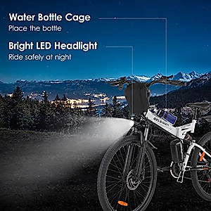 GELEISEN Electric Bike for Adults, Folding Electric Mountain Bike 26" Adults Ebike with 350W Motor & Removable 36V 10Ah Battery,20MPH Electric Bicycle with Shimano 21 Speed,Double Shock Absorption