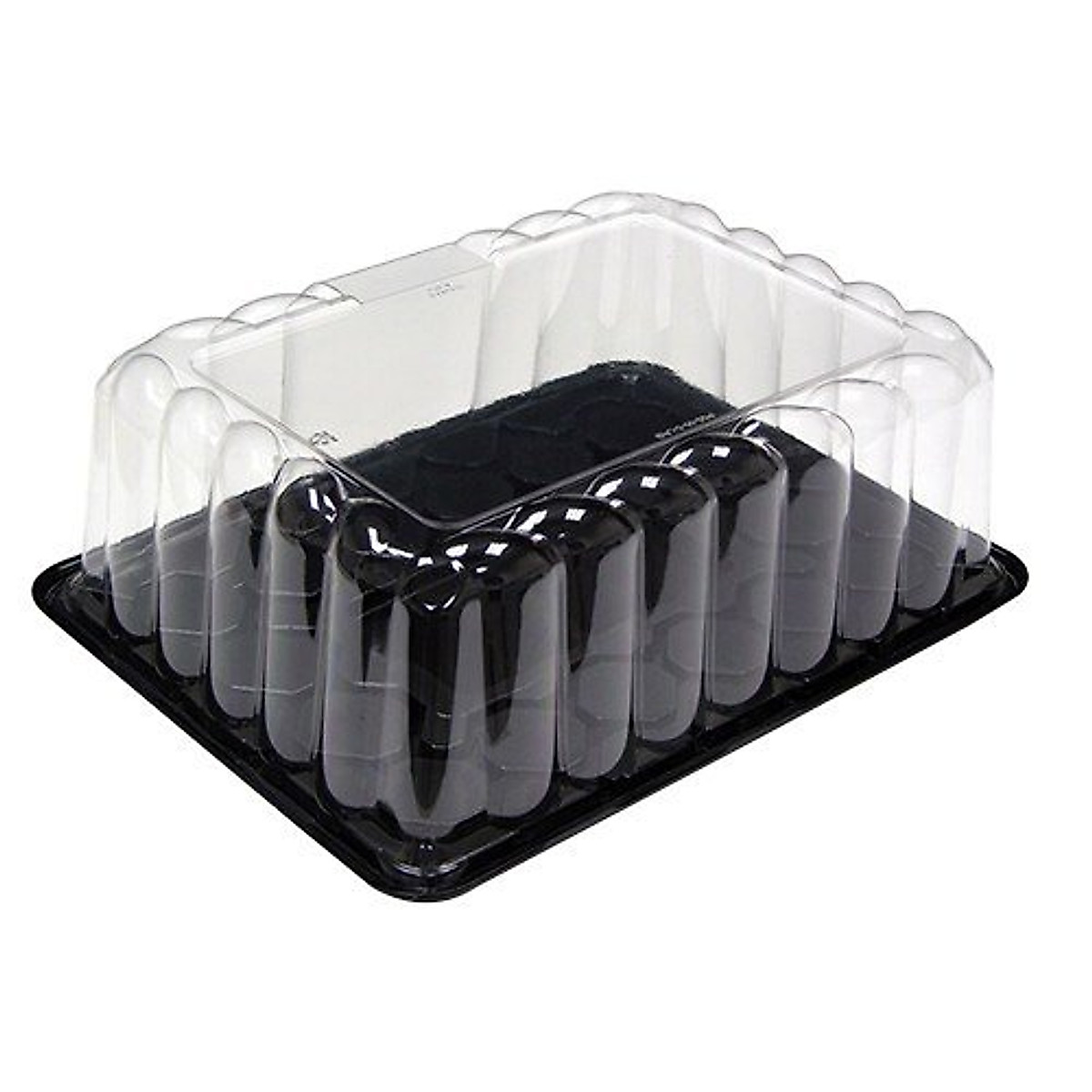 Pactiv APET Plastic Premium 1/4 Sheet Cake Container Black/Clear | 65/Pack