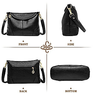 HUANLANG Crossbody purses for Women Trendy Designer Cross Body bag purses Ladies PU Leather Shoulder Bag Fashion Black Crossbody Handbags for Travel Holiday Office Daily Party Casual