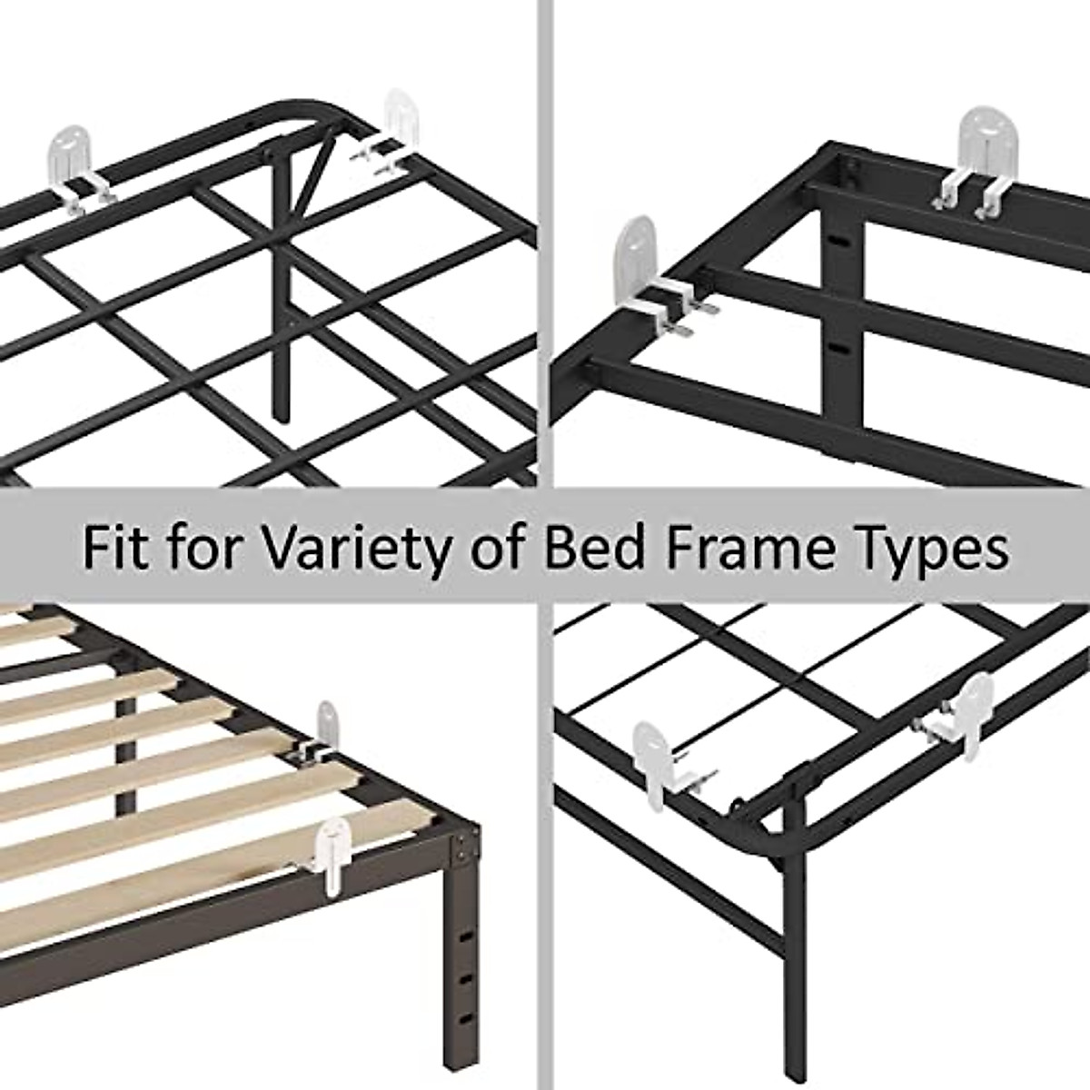 Upcanso 6 PCS Mattress Non Slip Gaskets Metal Pad Helps Stop Mattress and Topper from Sliding, Easy to Install, Strong Durable Iron Baffle Grips Prevent Slipping, White