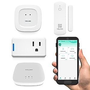 YoLink Smart Home Starter Kit 1/4 Mile World's Longest Range Smart Home Security System Include Smart Hub, Wireless Door Sensor, Water Leak Sensor, and Alexa Google Assistance IFTTT Enabled Smart Plug