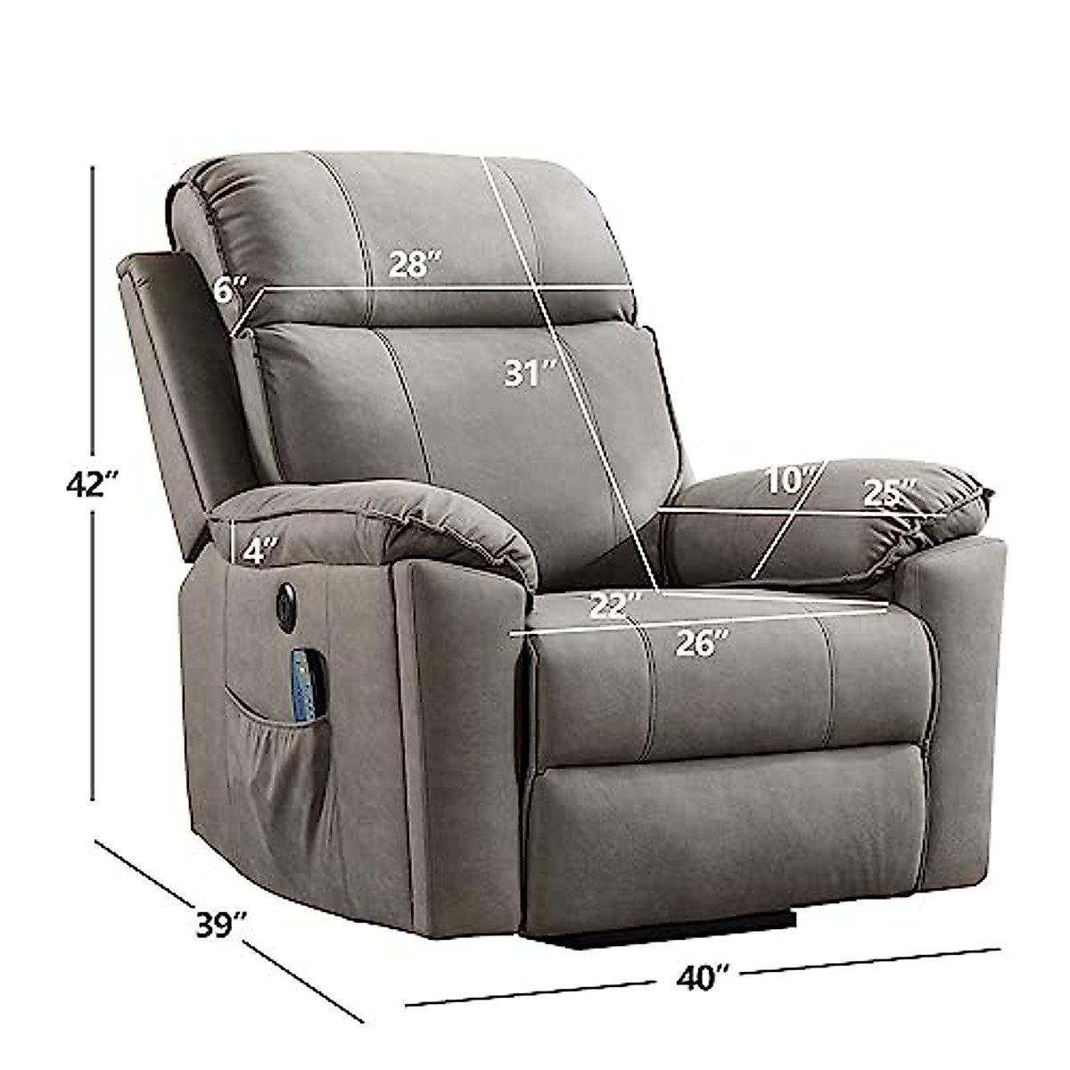 Phoenix Home Large Power Lift Chair with Massage and Heat for Elderly Recliner, Brown