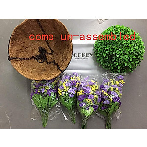 Lopkey Artificial Daisy Flowers Outdoor Indoor Patio Lawn Garden Hanging Basket with Chain Flowerpot,10 inch Dark Purple