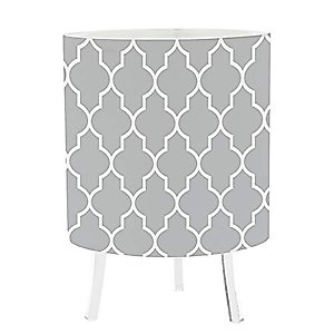 5x7 Inch LED Desk Lamp - Quatrefoil Grey Custom Canvas Printed Table Light 16 Colors - 5 Level Dimmer - 4 Lighting Effects - Rechargeable Light - Remote Control. by LampPix Made in The USA.