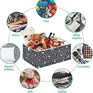 visesunny Closet Baskets Cute Skull Flower Plant Storage Bins Fabric Baskets for Organizing Shelves Foldable Storage Cube Bins for Clothes, Toys, Baby Toiletry, Office Supply