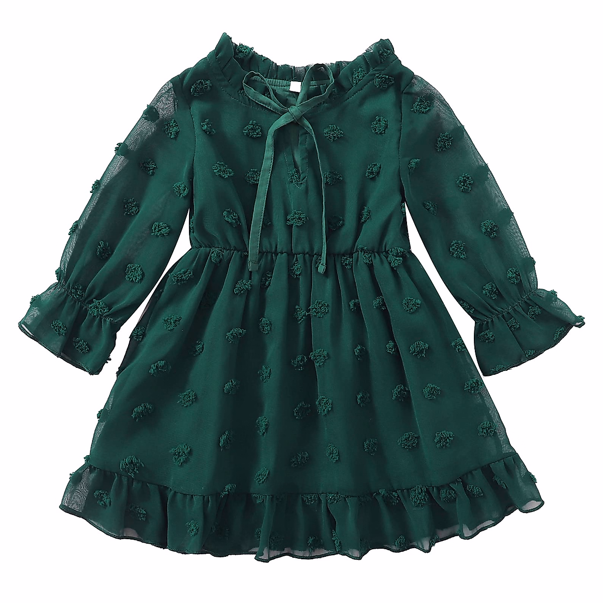 Maacie Girls Fall Casual Dress Christmas Dress Holiday Dress Babydoll Dress Green 18M