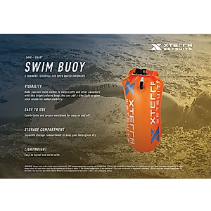 Xterra Wetsuits Swim Buoy Float – Swimming Safety Float Dry Bag for Open Water Swimmers and Training Triathletes, Kayaking, Snorkeling, Shallow Diving (PVC 15 Liter Orange)