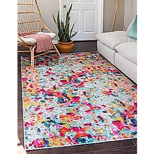 Unique Loom Chromatic Collection Modern Colorful & Vibrant Abstract Area Rug for Any Home Décor, 5 ft x 8 ft, Multi/Blue