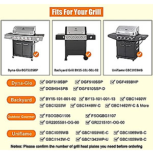 Uniflasy Porcelain Steel Grill Heat Plate Shield Burner Cover for Dyna-Glo DGF493BNP DGF510SBP DGF510SSP, Backyard BY13-101-001-13, BY14-101-001-02, BY15-101-001-02 Uniflame GBC1059WB 15 Inch (5 Pack)
