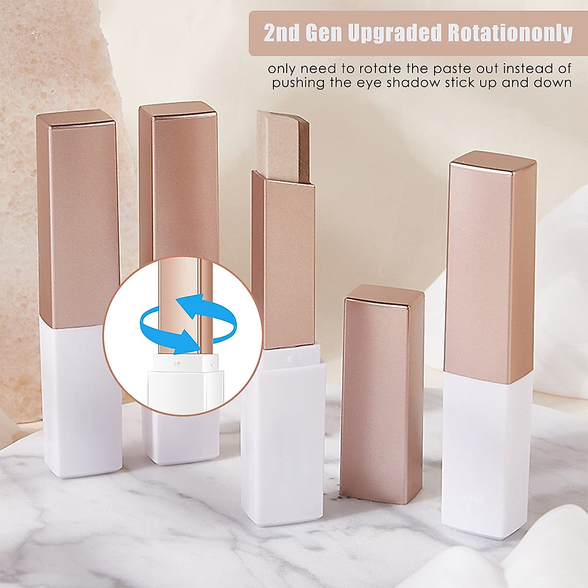 QQwow 12 Colors Eyeshadow Stick, Double Colors Eye Shadow Stick, Glitter Shimmer Waterproof Gradient Eyeshadow Makeup Stick with Brush, Eyeshadow Brushing Eye Makeup for Eye makeup lovers, 6 Pack