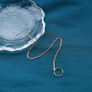 Zeshimb Nose to Ear Chain Gold Plated Nose Ring Studs Hypoallergenic Surgical Steel Nose Rings Retro Ear Hook Nose Hoop Nostril Piercing Jewelry for Women