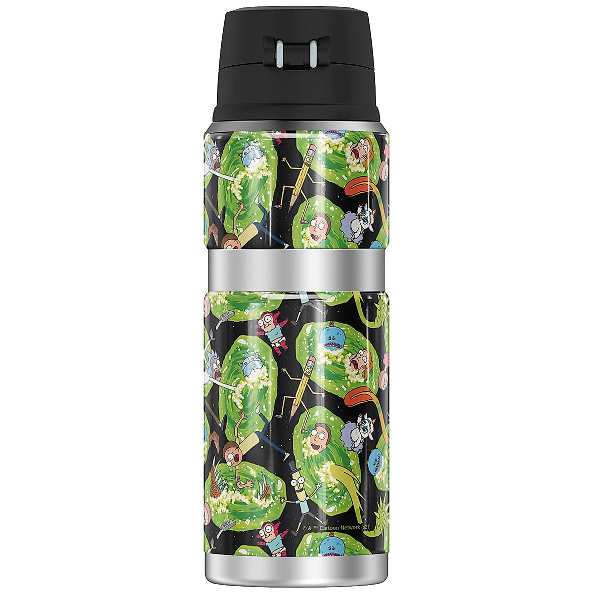 Rick and Morty Portal Mayhem THERMOS STAINLESS KING Stainless Steel Drink Bottle, Vacuum insulated & Double Wall, 24oz