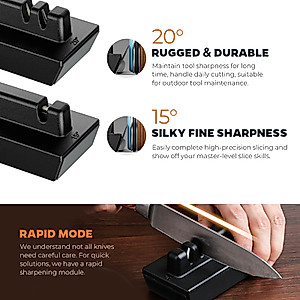 Rolling Knife Sharpener - Knife Sharpening Kit with Diamond and Corundum Discs for Steel of Any Hardness, 15 and 20 Degrees Magnetic Angle Base for Kitchen Knives, Chef Knife Set, Scissors