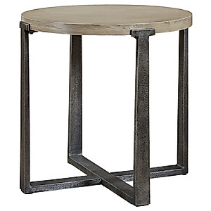 Signature Design by Ashley Dalenville Industrial Round End Table, Gray