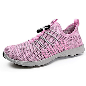 DLGJPA Women's Quick Drying Water Shoes for Beach or Water Sports Lightweight Slip On Walking Shoes Purple 8