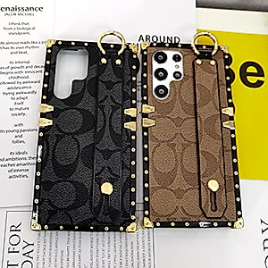 SAETMAHA Designed for Samsung Galaxy S23 Ultra Case with Wristband Strap,Luxury PU Leather Case Anti-Drop Shockproof Protective Phone Case for Samsung Galaxy S23 Ultra - 6.8 inch (Brown)