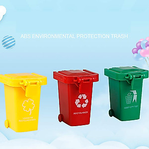 erDouckan Durable Trash Can, 3Pcs/Set Bright Color Kids Push Toy Plastic Vehicles Garbage Truck Trash Cans, Make Your Room Clean and Comfortable