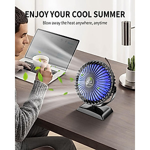 USB Desk Fan, Mini Fan but Powerful, Portable USB Fan with 3 Speeds, Quiet Table Personal Fan, 360°Rotate Coolness, Small Table Fan for Home,Office, Bedroom, Desktop,Travel, USB Powered, Black