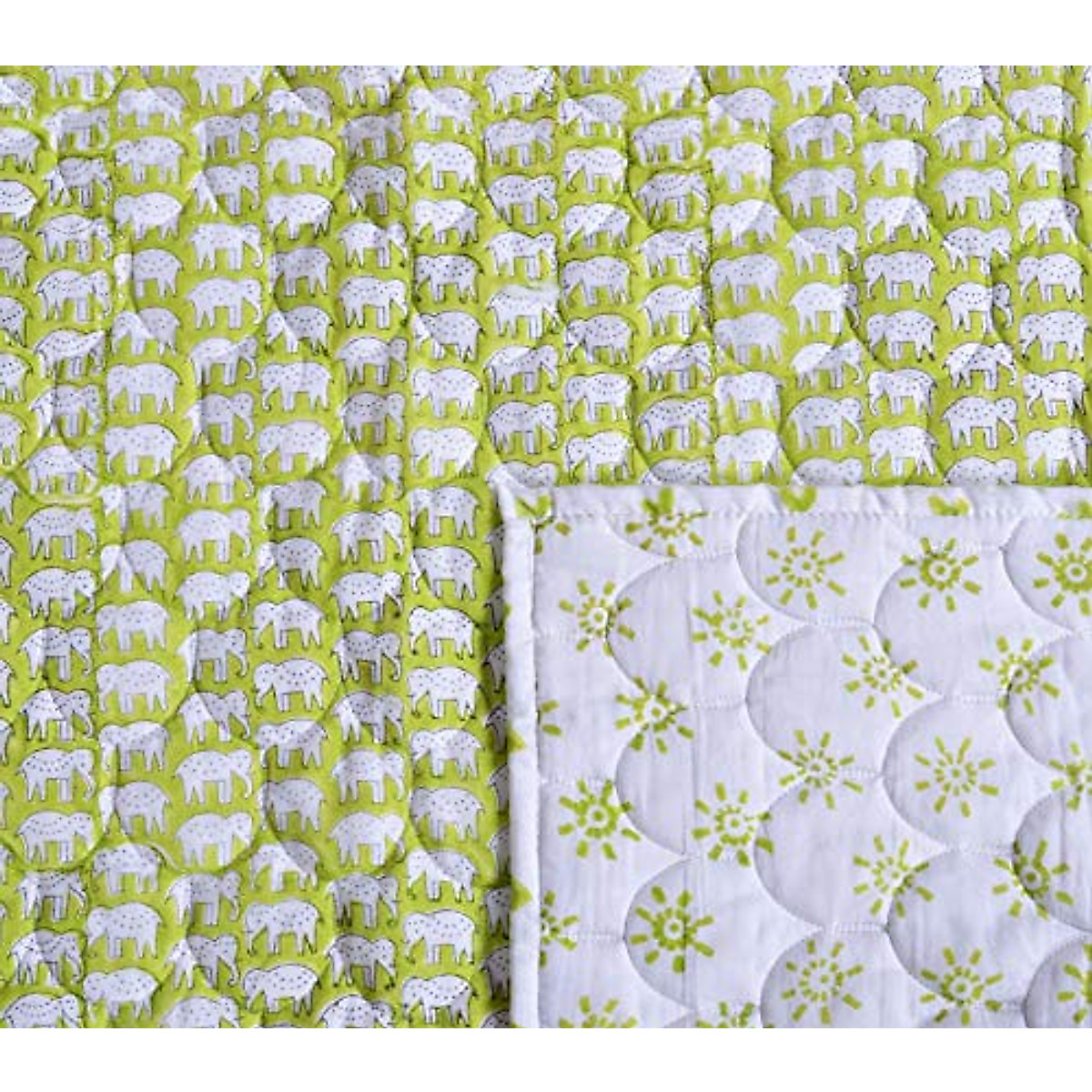 SHIRANYA Unisex Blanket - Animal Print Cotton Baby Quilt Soft Cot Comforter Crib Blanket for All Seasons - Parrot Green - 40"x50"