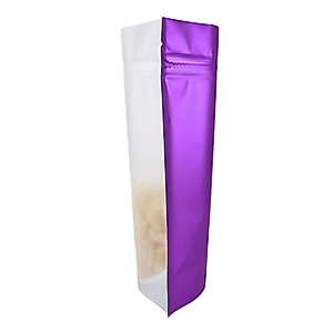 QQ Studio Pack of 100 Translucent/Silver/Color Stand-Up Resealable Zipper Pouch (4.7" x 7.1", Matte Purple)