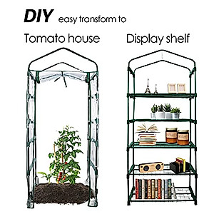 Worth Garden 5 Tier Mini Greenhouse - 75'' H x 27'' L x 19'' W - Sturdy Portable Gardening Shelves with PVC Cover - Small Porch Green House for Growing Plants Flowers Indoor & Outdoor