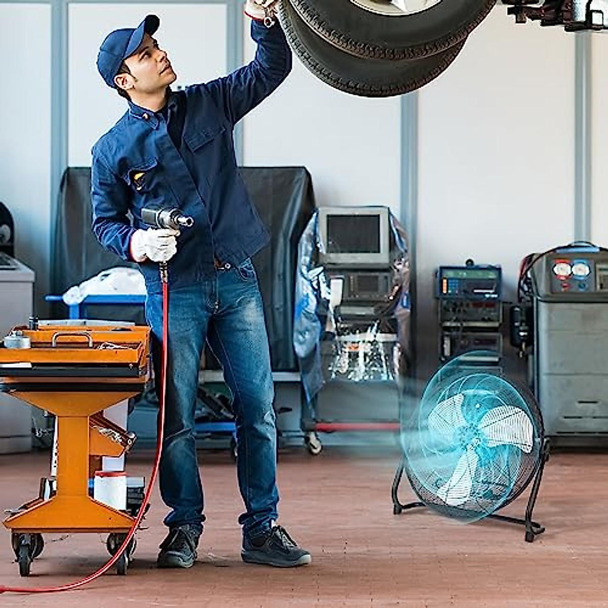 COSTWAY Floor Fan, 20-inch High Velocity Floor Fan with 145° Adjustable Tilt, 3-speed Adjustable, Heavy Duty Metal Industrial Floor Fan for Home Garage Warehouse Workshop Outdoor Indoor Use, Black