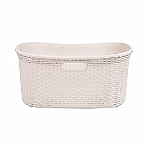 Mind Reader Basket Collection, Laundry Basket, 40 Liter (10kg/22lbs) Capacity, Cut Out Handles, Ventilated, 23"L x 14.5"W x 11"H, Ivory