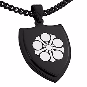 Tioneer Black Stainless Steel Sagara Samurai Crest Shield Pendant Necklace