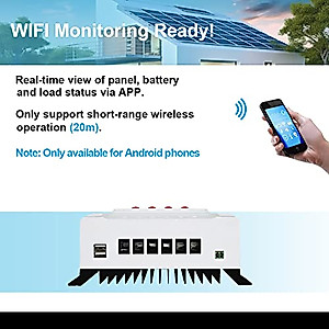 SOGTICPS 40A Solar Charge Controller 12V 24V 48V LCD Display Adjustable Charging and Discharging Parameters,WiFi Communication,for Lead Acid/Lithium Battery Charging