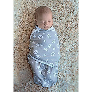 100% Organic Cotton Swaddle Blanket Baby Girl Boy Infant Sleep Sack Wrap, Adjustable Infant Swaddle Wrap Newborn Babies Small 0-3 Months. Clouds, Swirls, and Sleepy Animals. (Neutral Gray 3Pk)