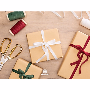 Vitalizart Christmas Velvet Ribbon Set 3/8" x 15Yd Wooden Spool Fabric Trim Eco-Friendly 3 Rolls * 5Yd for Christmas Wreath Decoration Handmade Craft Ornaments Gift Wrapping & Bow Making